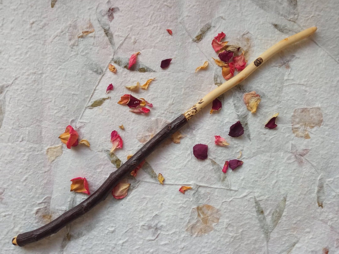 Greek Plum Mini Wand With Pentacle and Vines Design - Tool for ...