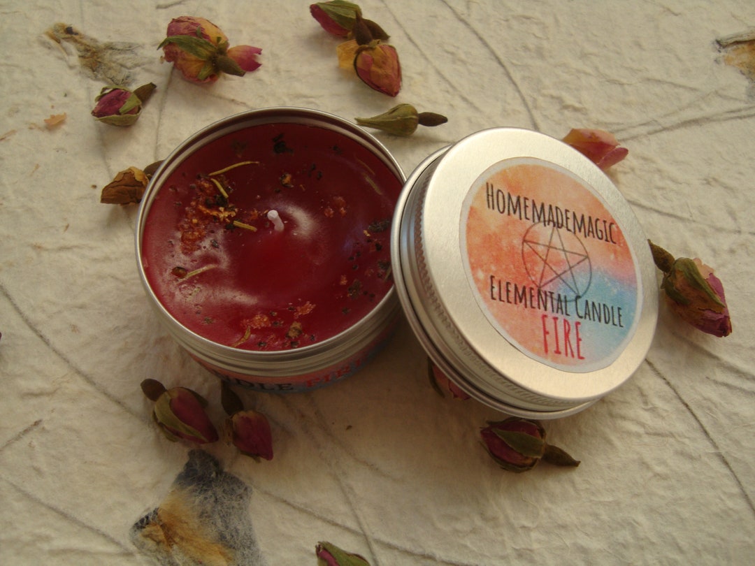 Homemade Fire Elemental Candle in a Tin Made With Paraffin, Beeswax ...