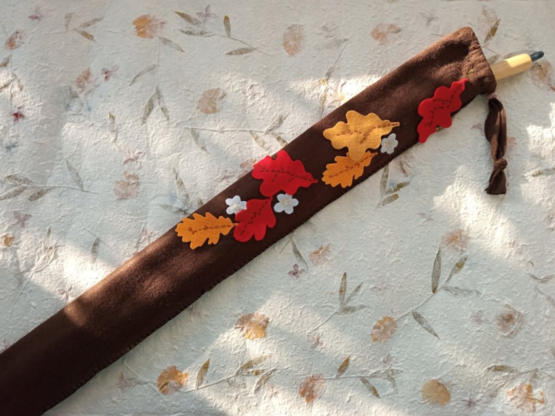 Handmade Brown Felt Staff Sheath With Leafy Branch Pattern and ...