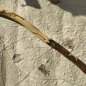 Greek Cypress Wand With Dragon Carving, Kunzite Crystal, and Wood ...