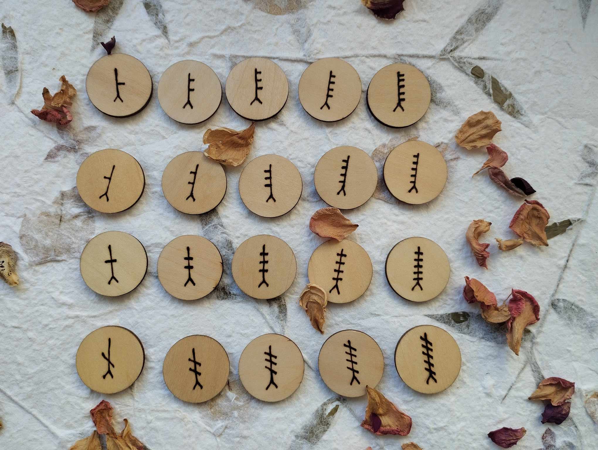 Handmade Celtic Ogham Tree Set of 20 Ogham Tiles, Wood-burned by Hand ...