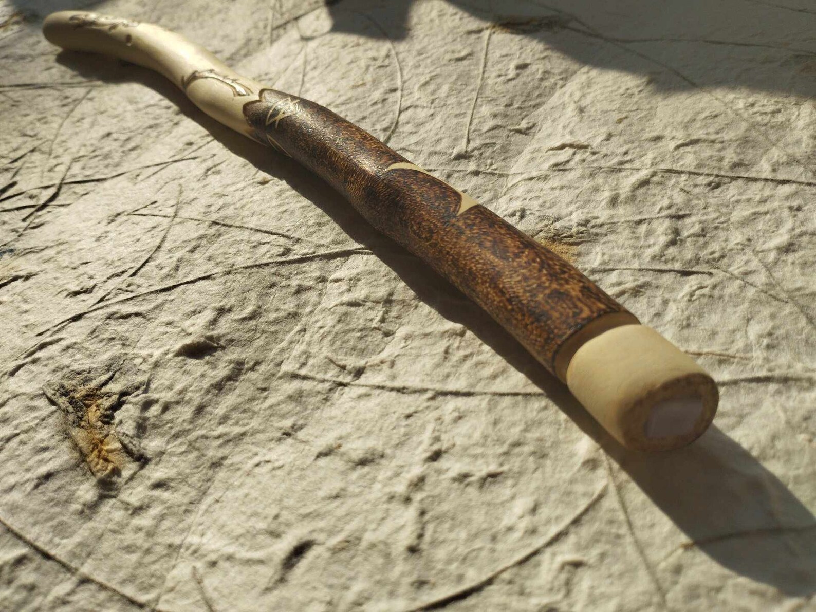Greek Cypress Wand With Dragon Carving, Kunzite Crystal, and Wood ...