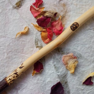 Greek Plum Mini Wand With Pentacle and Vines Design - Tool for ...