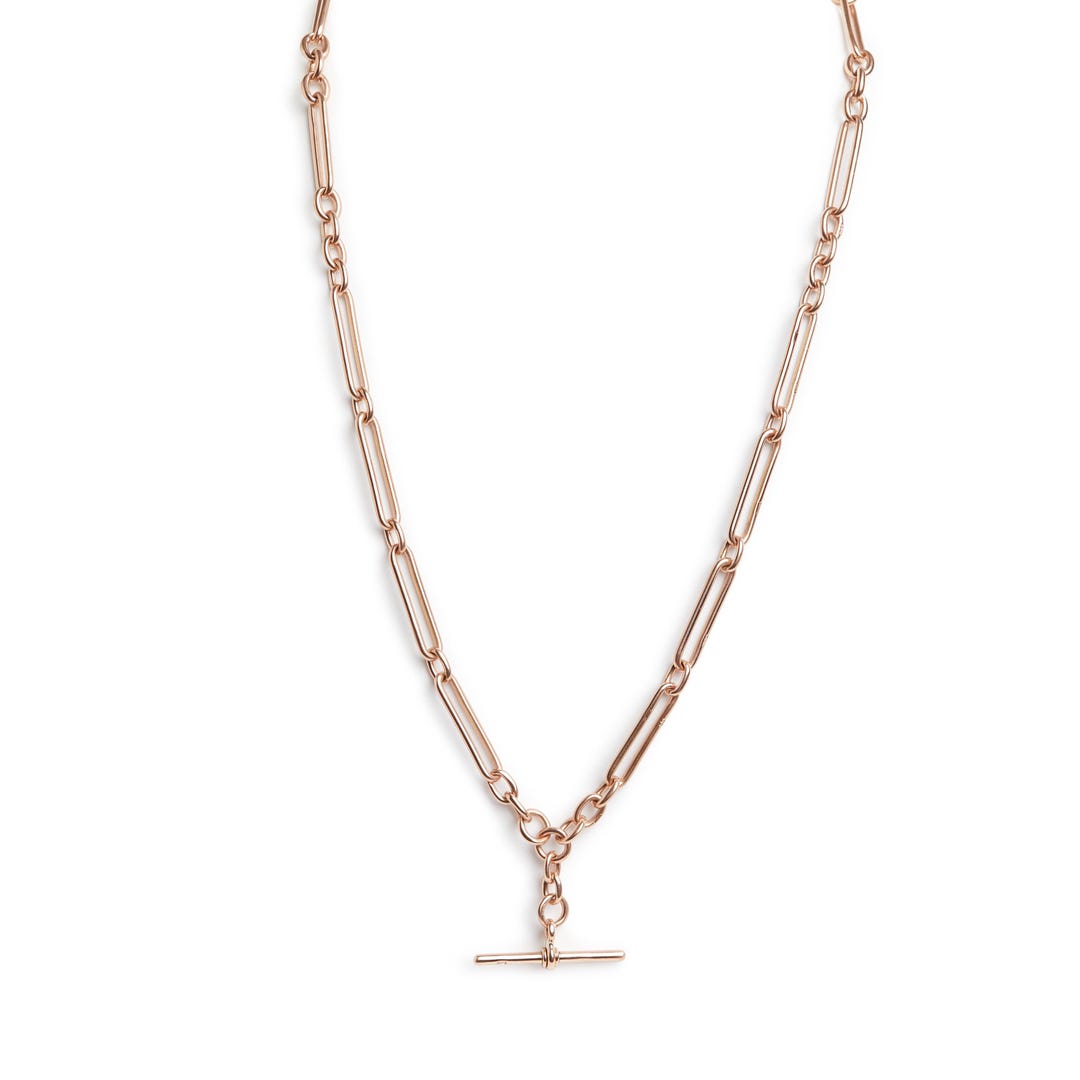 Antique Rose Gold Fetter Link Chain With Tbar Detail - Etsy