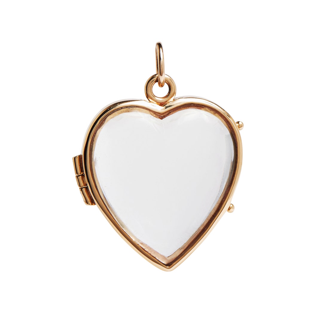 Antique 14KT Rock Crystal Heart Locket - Etsy