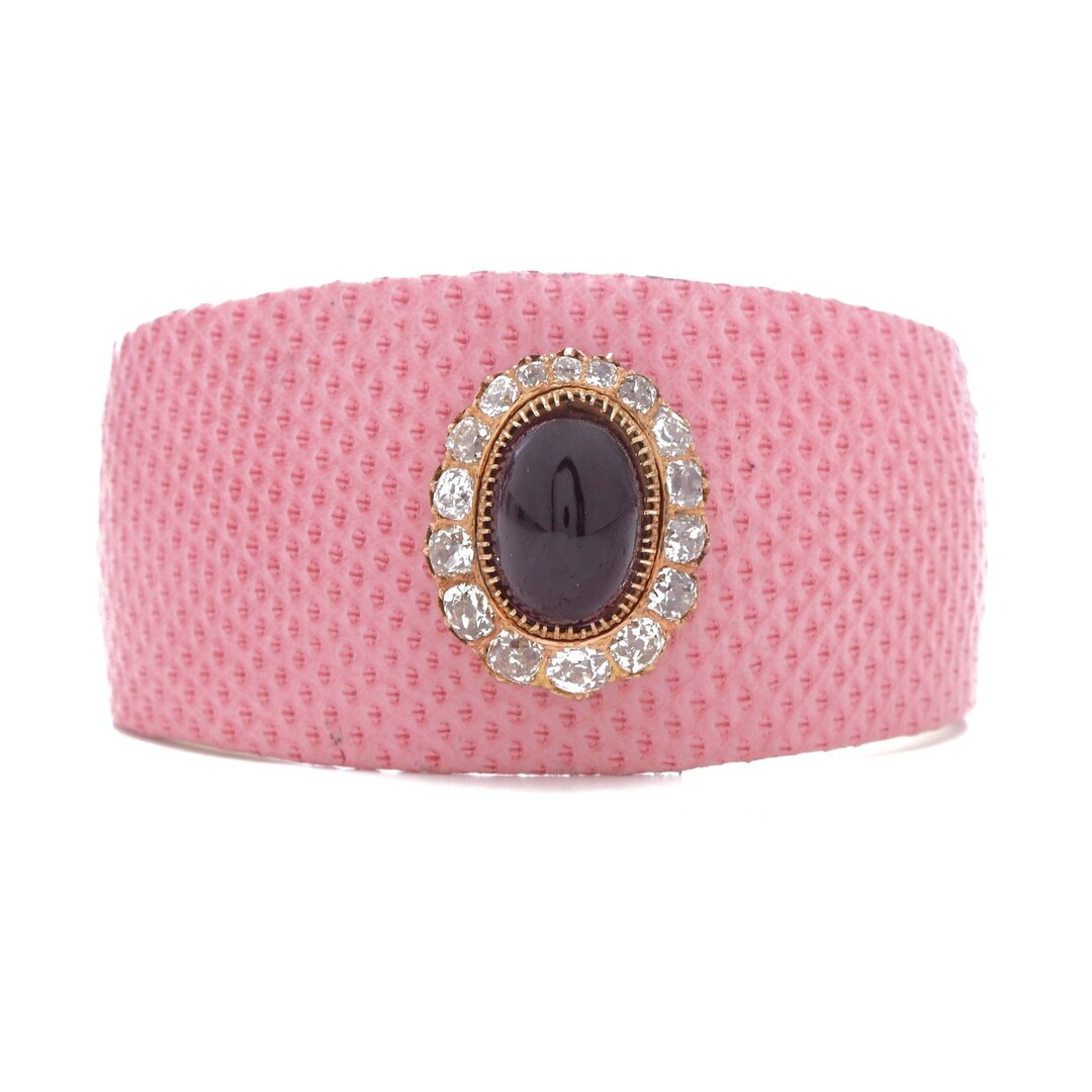 Pink Lizard Skin and Antique Diamond and Garnet Cuff - Etsy