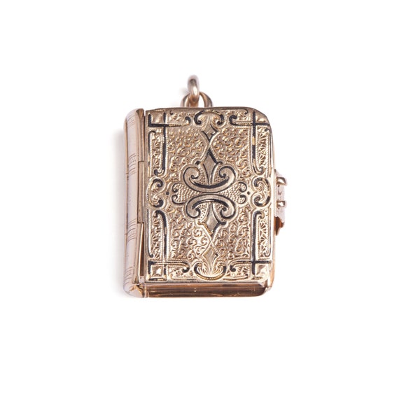 Antique 14KT and Enamel Triple Fold Book Locket - Etsy
