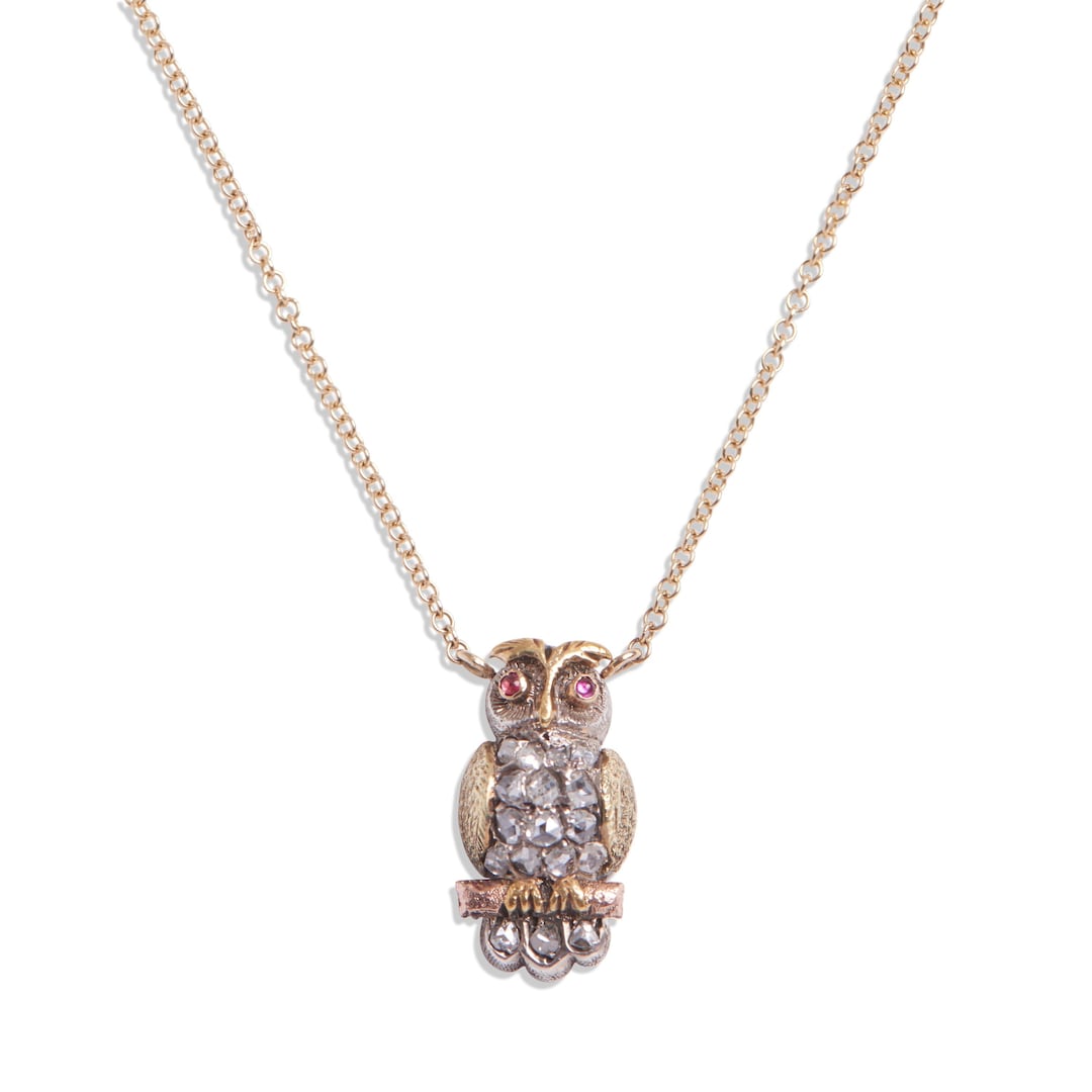 Antique Rose Cut Diamond and Ruby Owl Necklace - Etsy