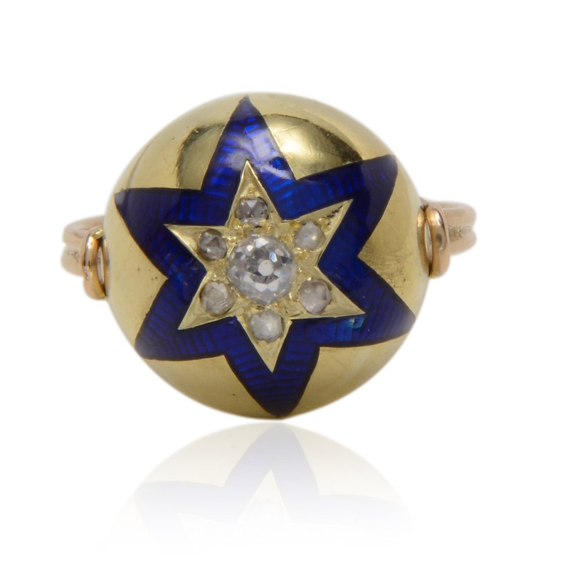 Antique Bombe Shaped Enamel and Old Euro Star Ring - Etsy