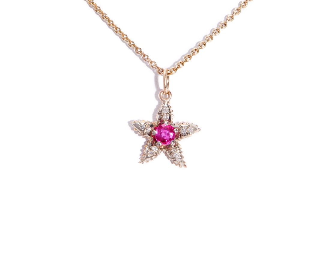 Vintage Ruby and Diamond Star Pendant - Etsy