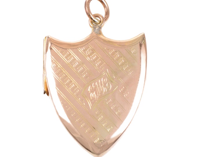 Antique Engraved 9KT English Shield Shape Locket - Etsy