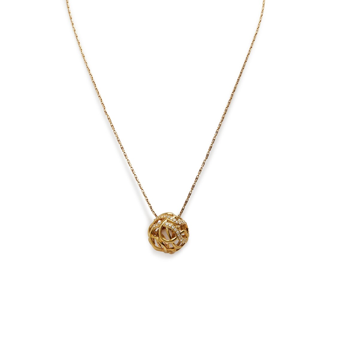Vintage 18KT and Diamond Orb Necklace - Etsy