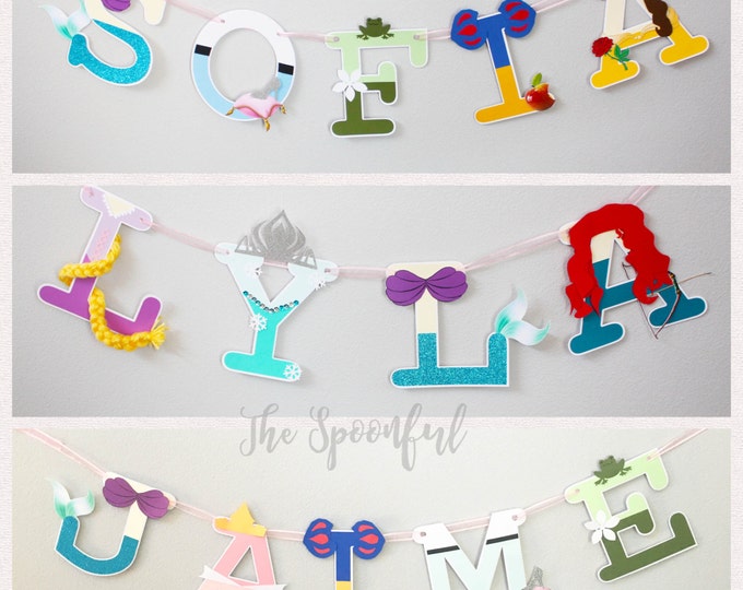 Disney Princess Name Banner, Princess Name Banner, Princess Banner ...