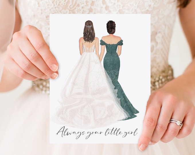 Mother of the Bride Illustration, Wedding Parent Print, Customized ...