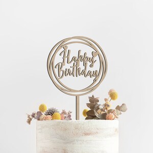 Happy Birthday Cake Topper Birthday Cake Topper Round - Etsy