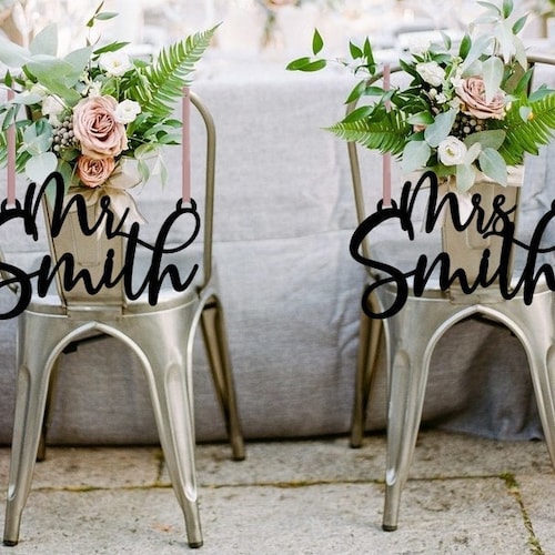 Custom Wedding Chair Signs Laser Cut Chair Sign Name Chair - Etsy