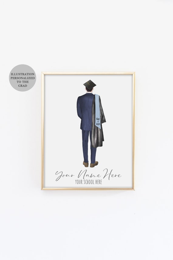 Graduation Illustration Graduation Print Customized Grad | Etsy