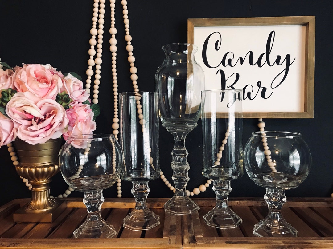 Set of 5 Glass Candy Buffet Jars Candy Jars Candy Buffet Jars Candy ...