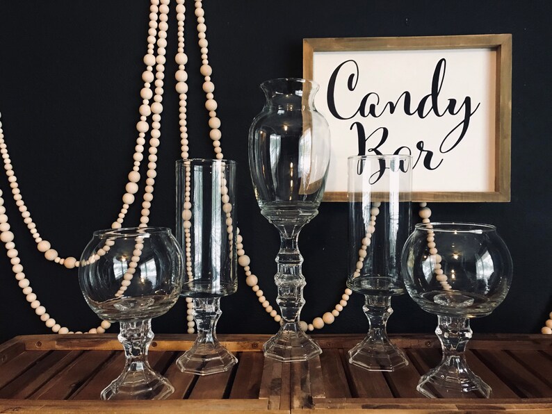 Set of 5 Glass Candy Buffet Jars Candy Jars Candy Buffet - Etsy