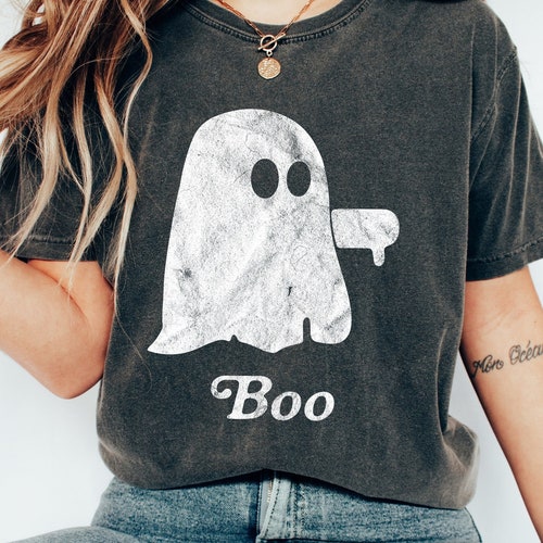Ghost Boo Tee Spooky Tshirt Ghost Halloween Shirt Comfort - Etsy