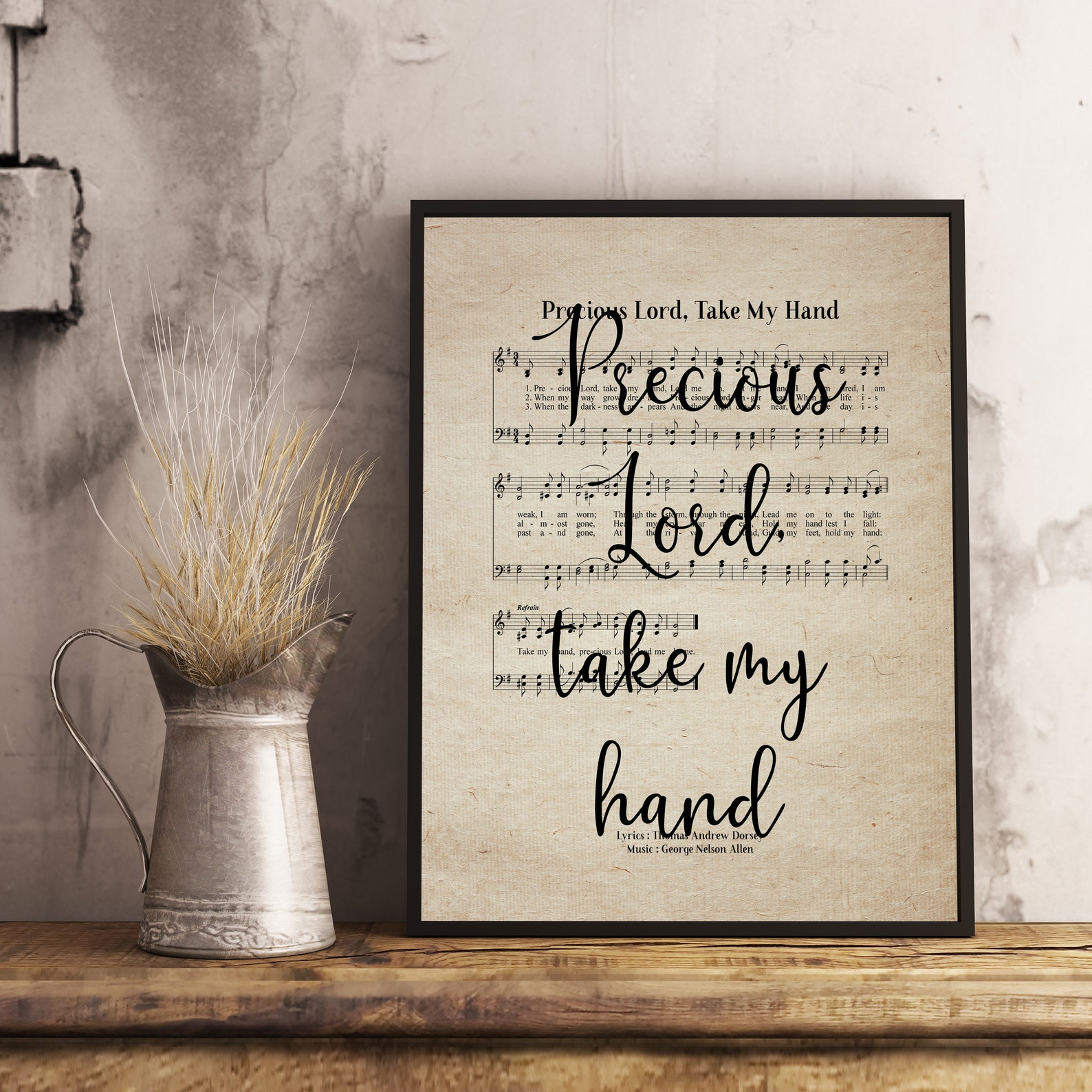 Precious Lord Take My Hand Vintage Hymn Wall Art Print | Etsy