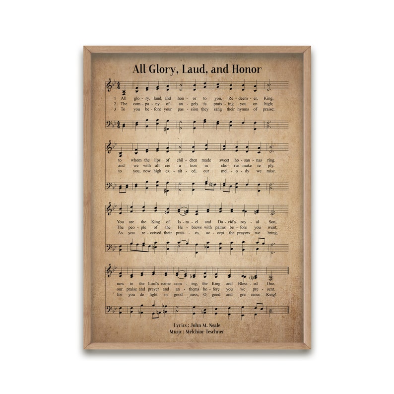 All Glory Laud And Honor Vintage Hymn Wall Art Print Etsy