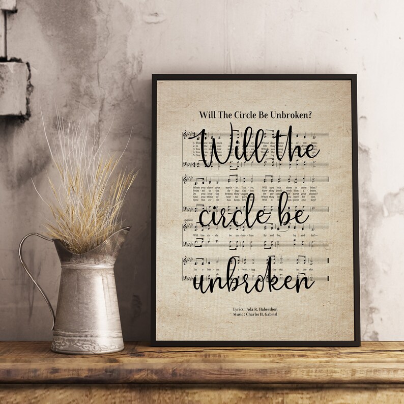 Will the Circle Be Unbroken Vintage Hymn Wall Art Print | Etsy