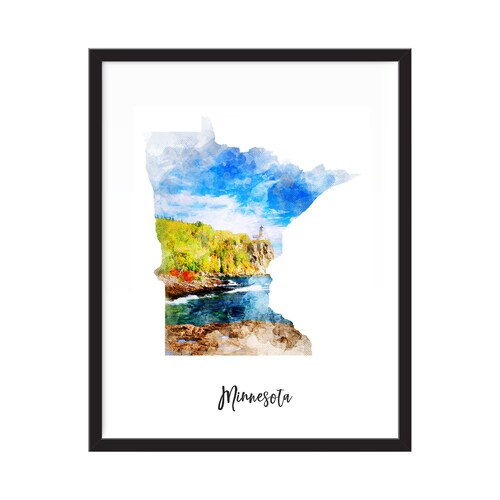 Minneapolis Map Watercolor Print Minnesota Wall Art Travel - Etsy