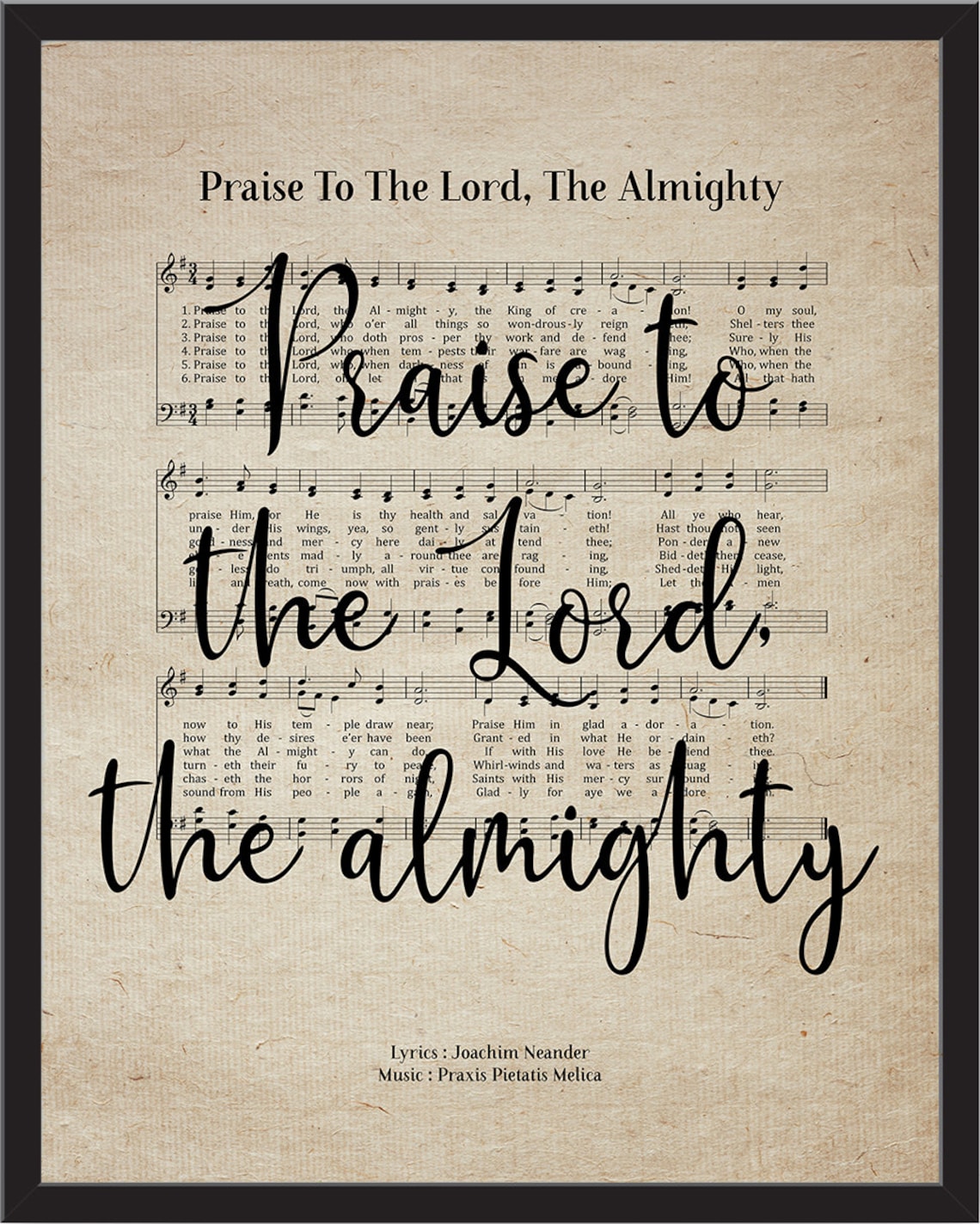 Praise To The Lord The Almighty Vintage Hymn Wall Art Print | Etsy