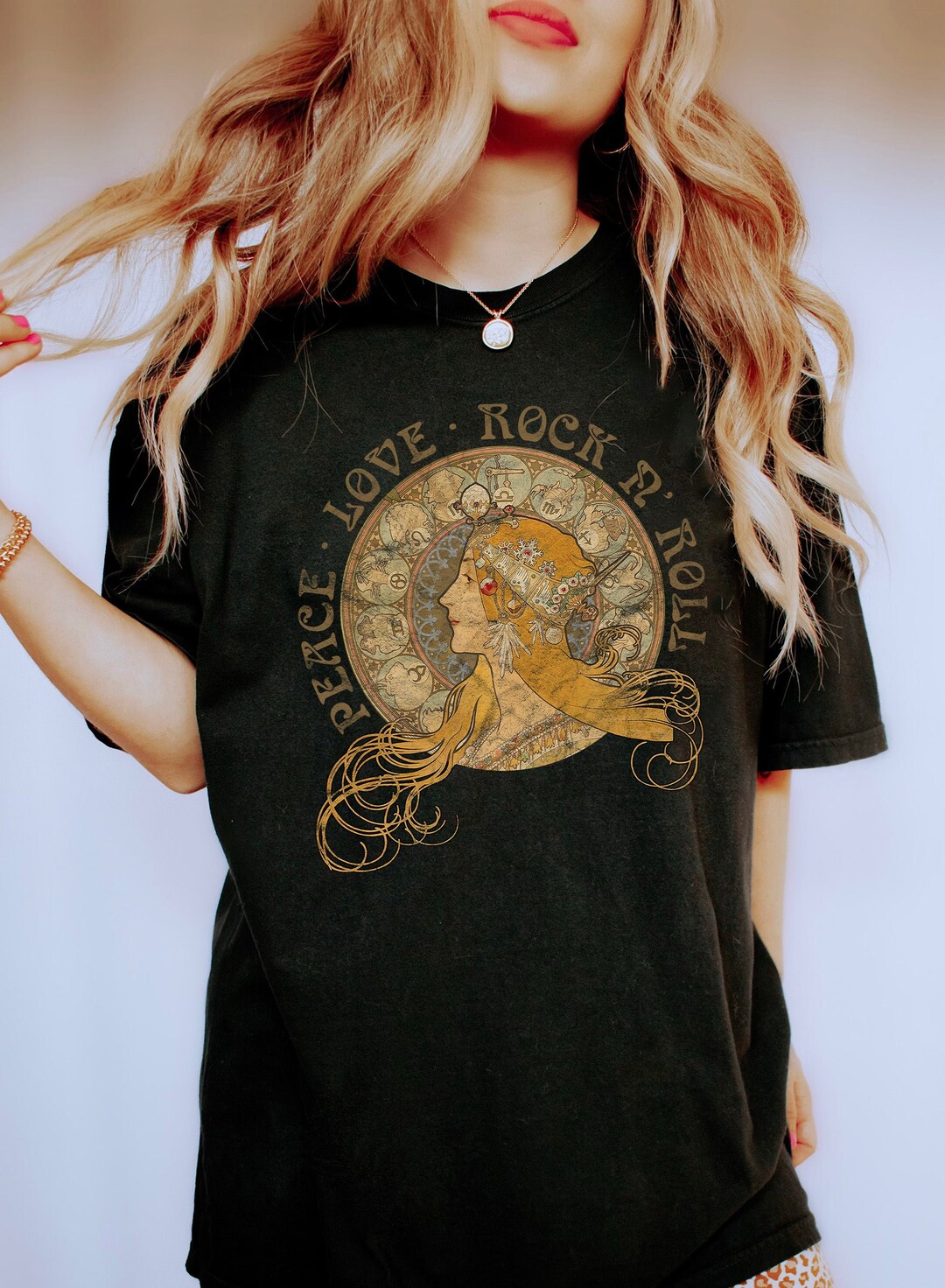 Peace Love Rock N' Roll Comfort Colors, Garment Dyed, Boho, Oversized ...