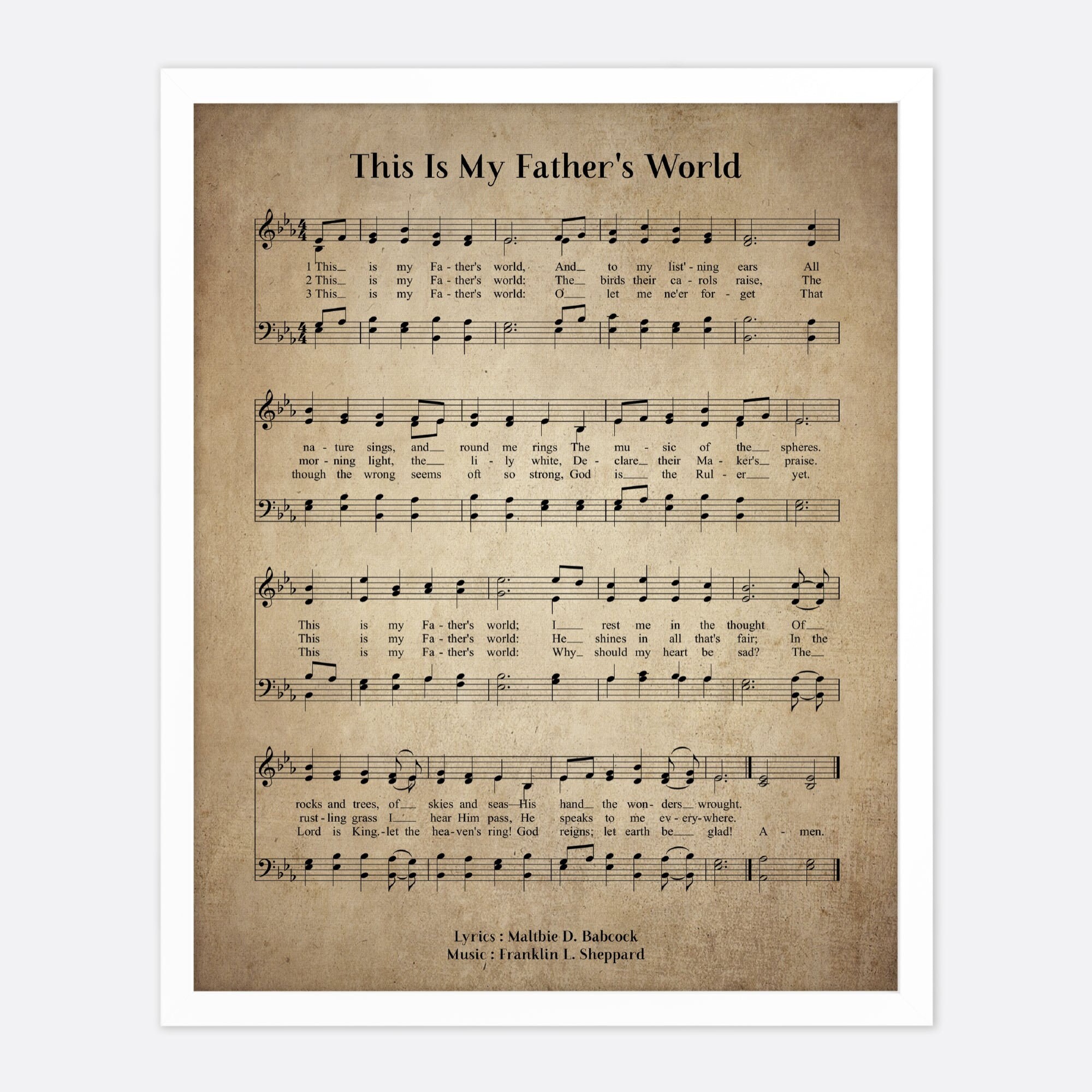 #HYMN-P-067 Hymn Sheet Music Sheet Poster This Is My Father's World ...