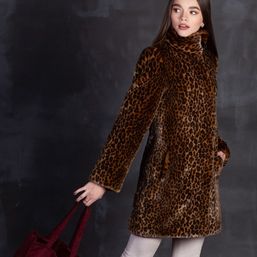 Luxury Faux Fur Jacket Leopard. Exclusive Eco Furs by - Etsy
