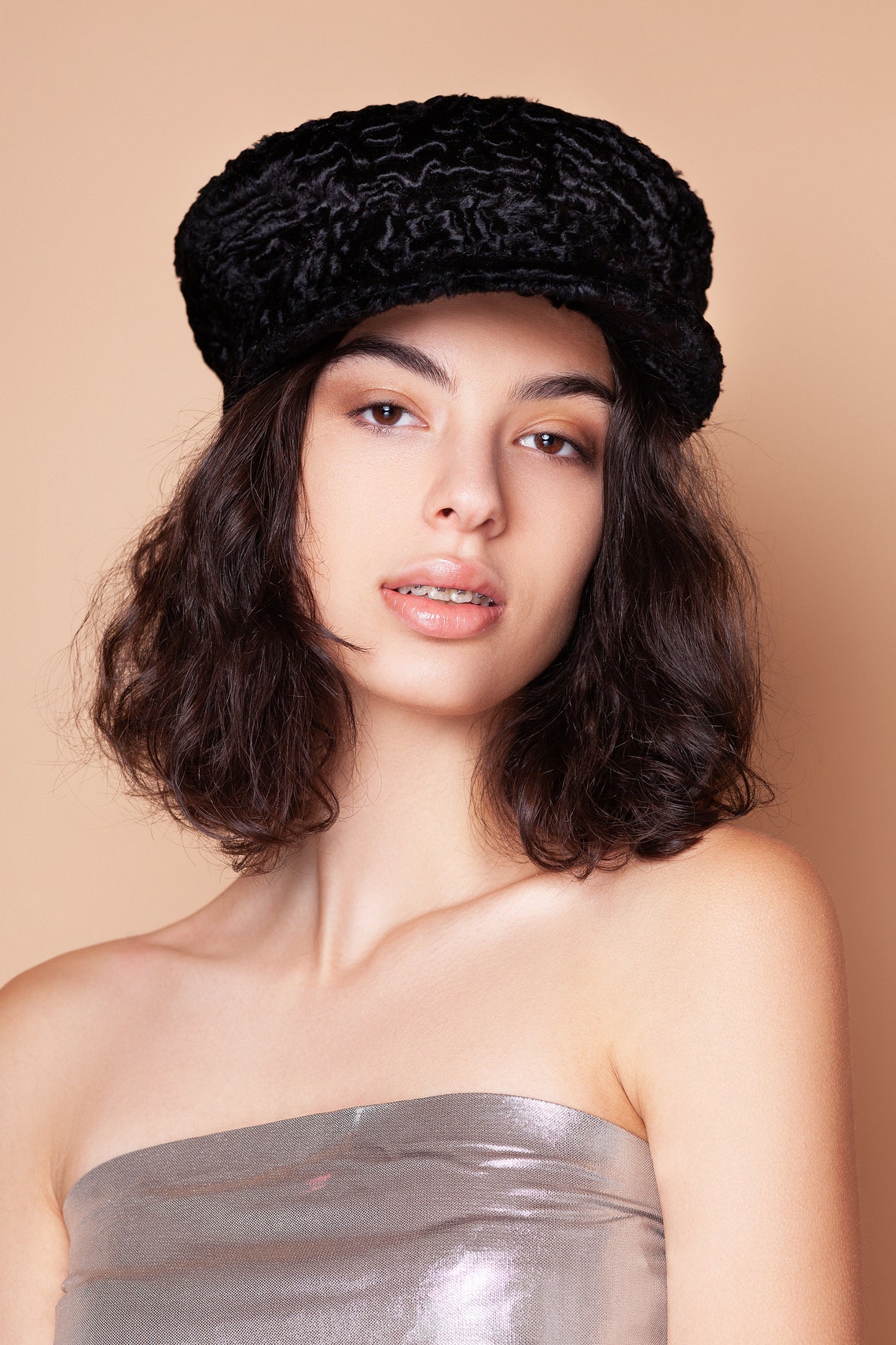 Baker Boy Hat - Persian Lamb Cap - Women's Newsboy Hats - Winter Gift ...