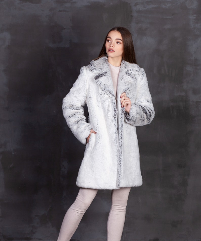 Luxury Faux Fur Coat Chinchilla Diamond. Exclusive Eco Furs - Etsy