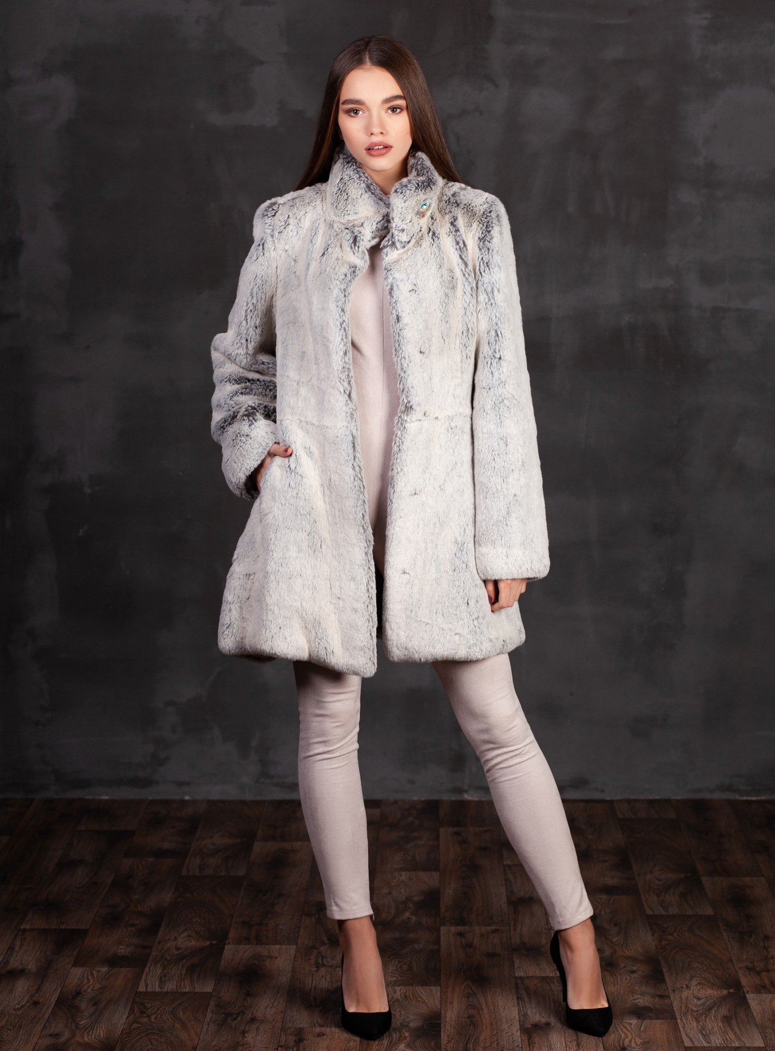 Luxury Faux Fur Coat Chinchilla Diamond. Exclusive Eco Furs - Etsy