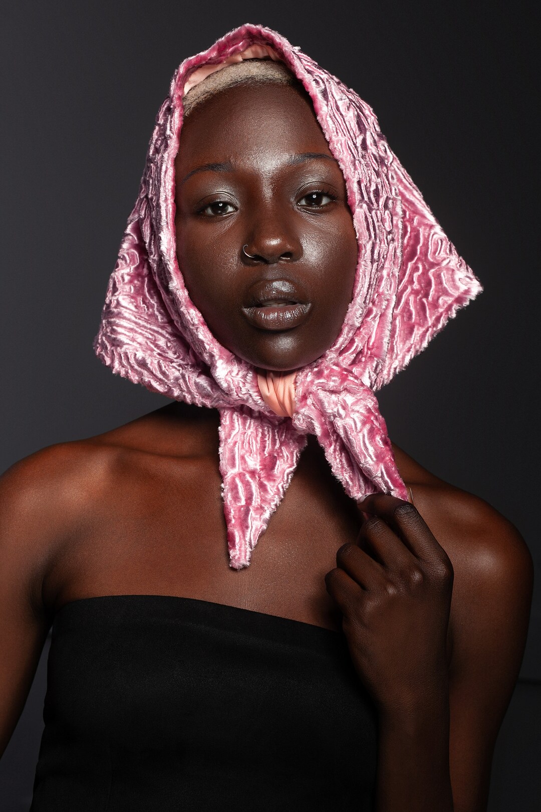 Pink Head Wrap. Women Fur Wrap. Fur Shawl. Luxury Wrap. Fur ...