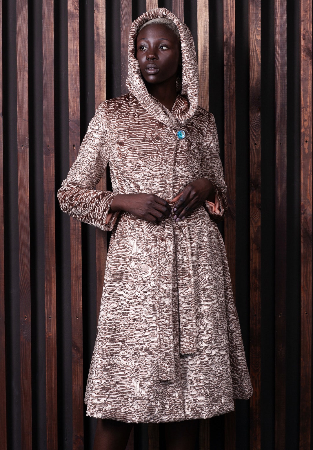 Hooded Fur French. Women Coats. Tulip Style Coats. Woman Coat With Hood ...