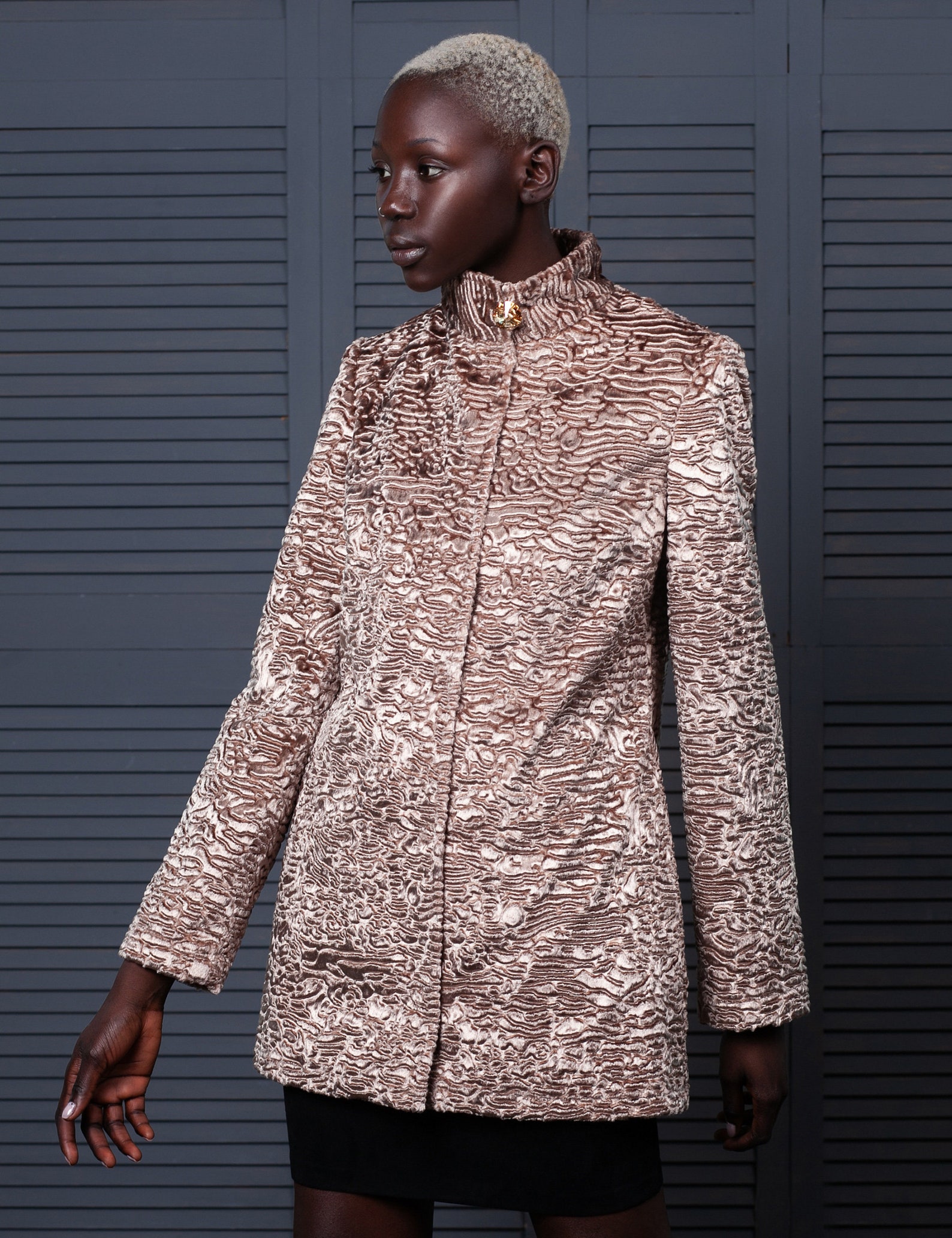 Luxury Faux Fur Coat Astrakhan Onyx. Exclusive Eco Furs by - Etsy