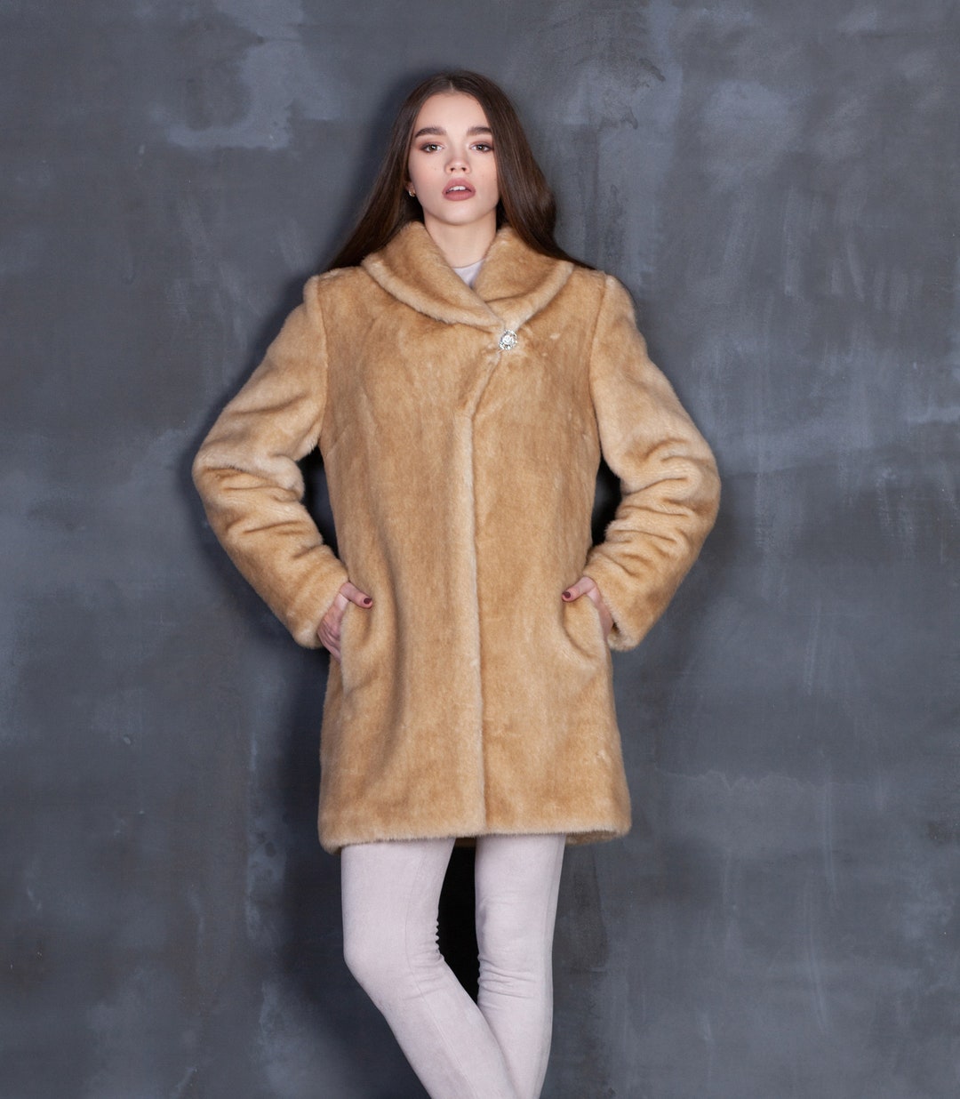 Beige Mink Coats. Fur Gift. Eco Fur Coats. Midi Fur Coat. Winter Coats. Made-to-measure. Great ...