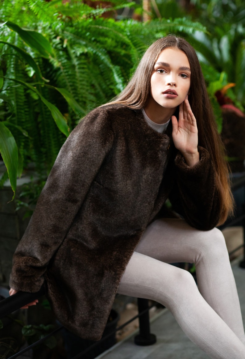 Brown Mink Jacket - Fur Coats - Elegant Winter Outwear - Exclusive Eco ...