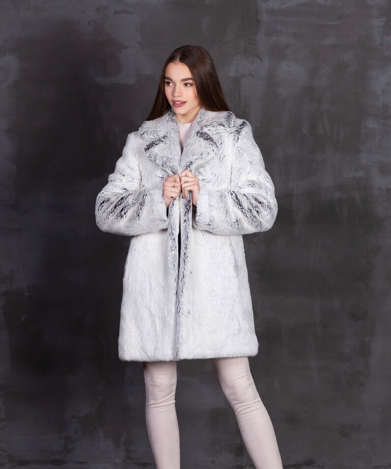 Luxury Faux Fur Coat Chinchilla Diamond. Exclusive Eco Furs - Etsy