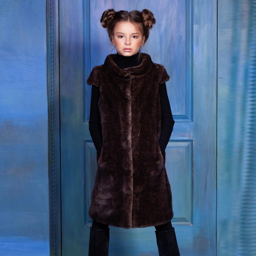 Kids Vest - Girls' Faux Fur Vest: Mink Cappuccino, Eco-friendly ...