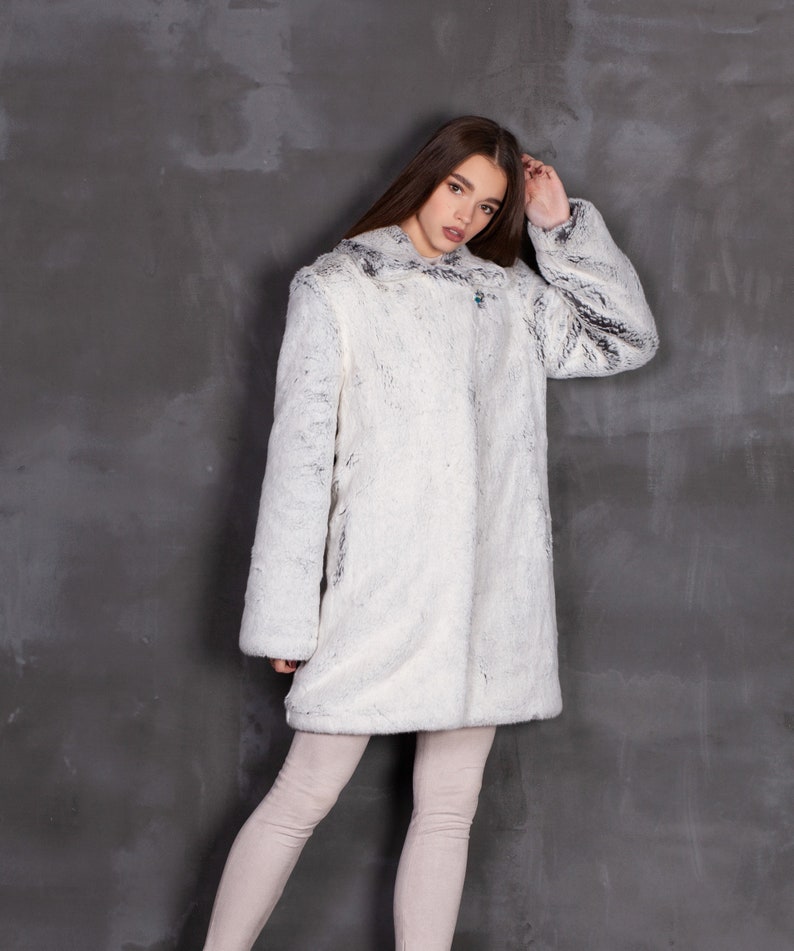 Luxury Faux Fur Coat Chinchilla Diamond. Exclusive Eco Furs - Etsy