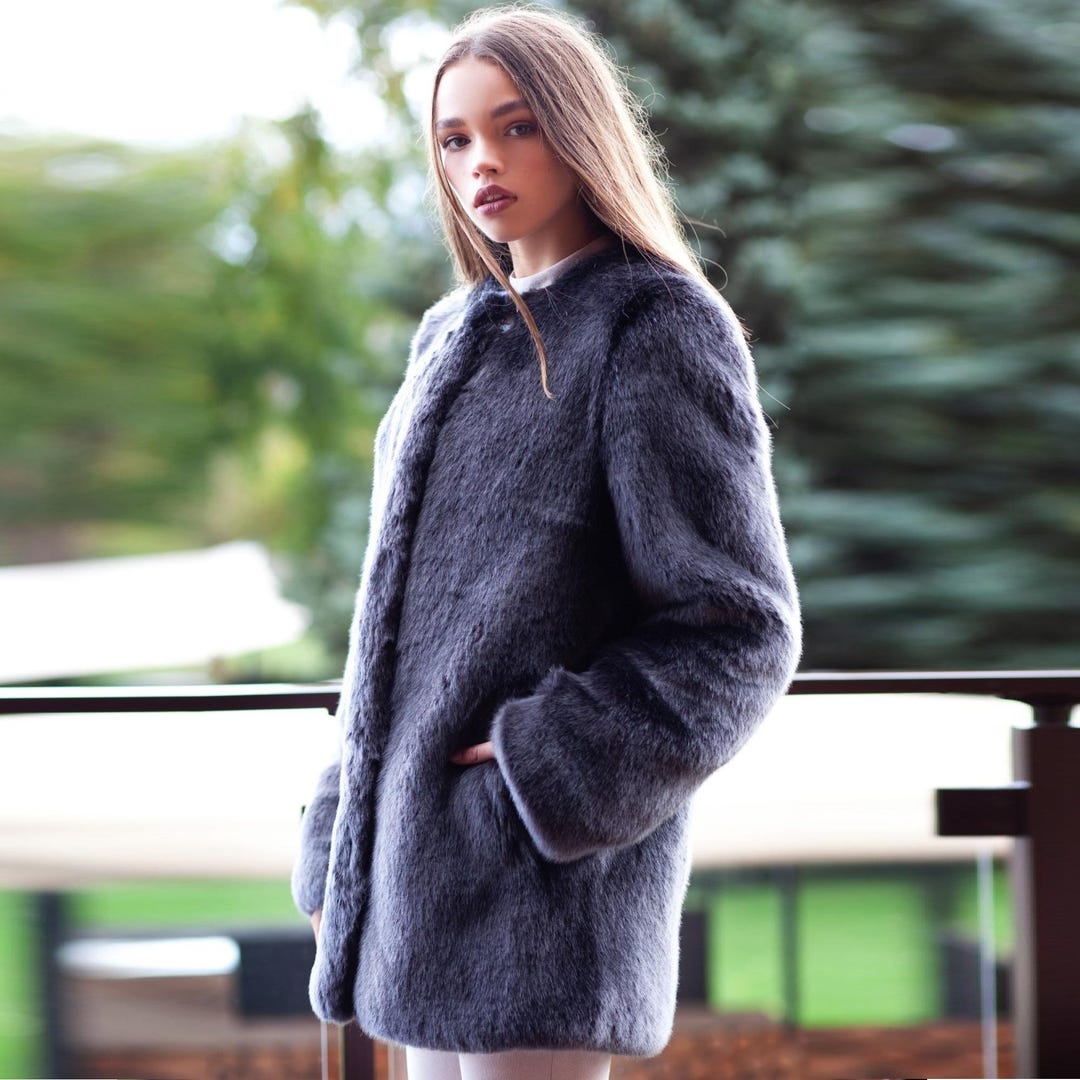 Sable Graphite Faux Fur Coat - Handmade Eco-friendly Winter Coat - Etsy