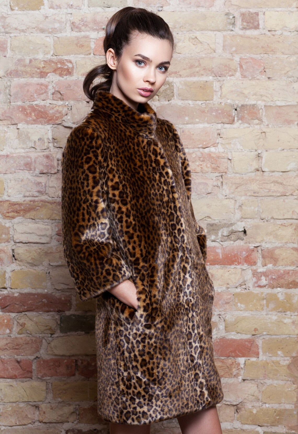 Luxury Faux Fur Jacket Leopard. Exclusive Eco Furs by | Etsy