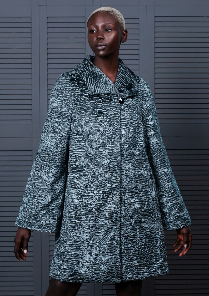 Luxury Faux Fur Coat Astrakhan Marengo. Exclusive Eco Furs - Etsy