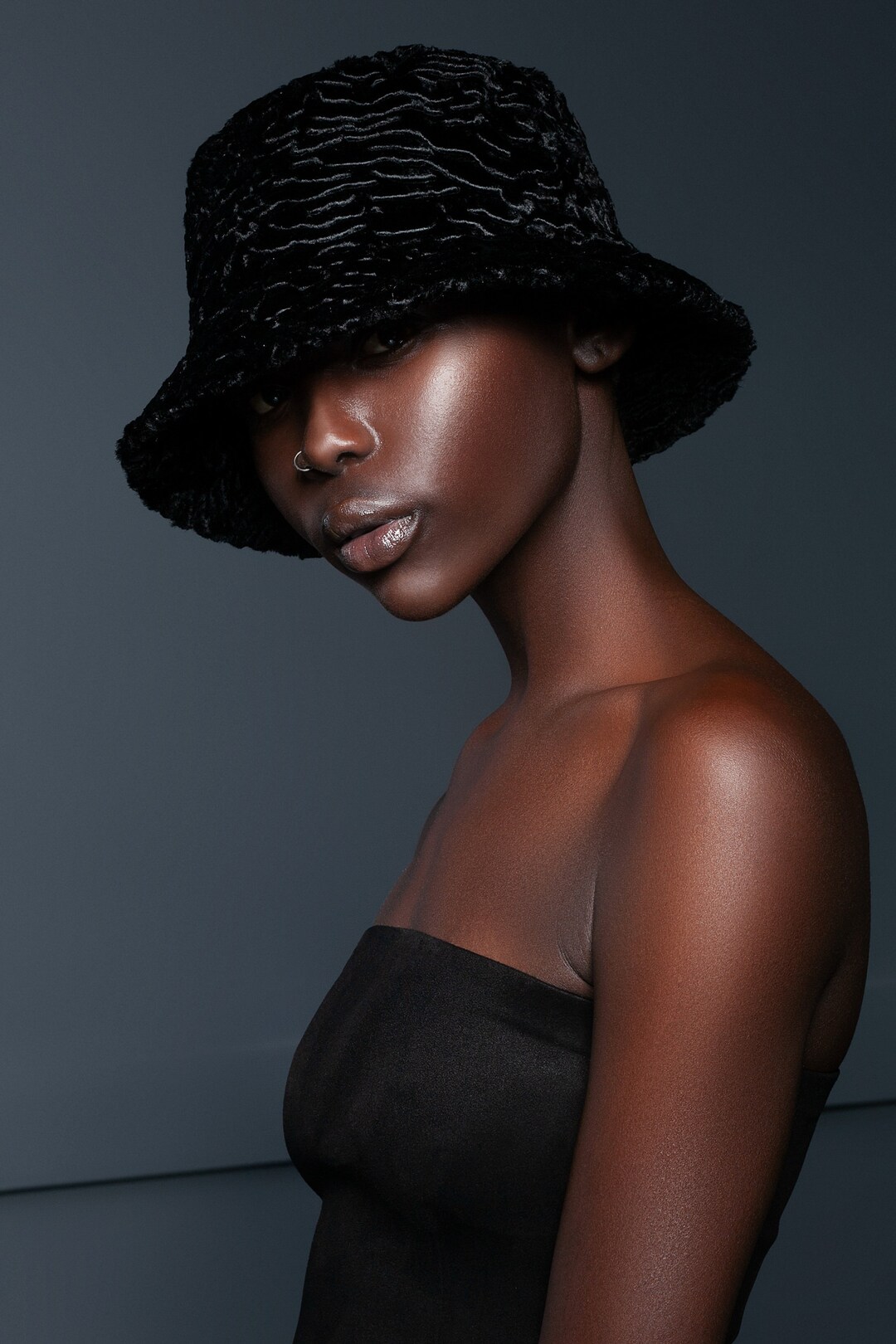 Black Bucket Hats. Luxury Bucket Hat. Astrakhan Bucket Hat. Woman ...