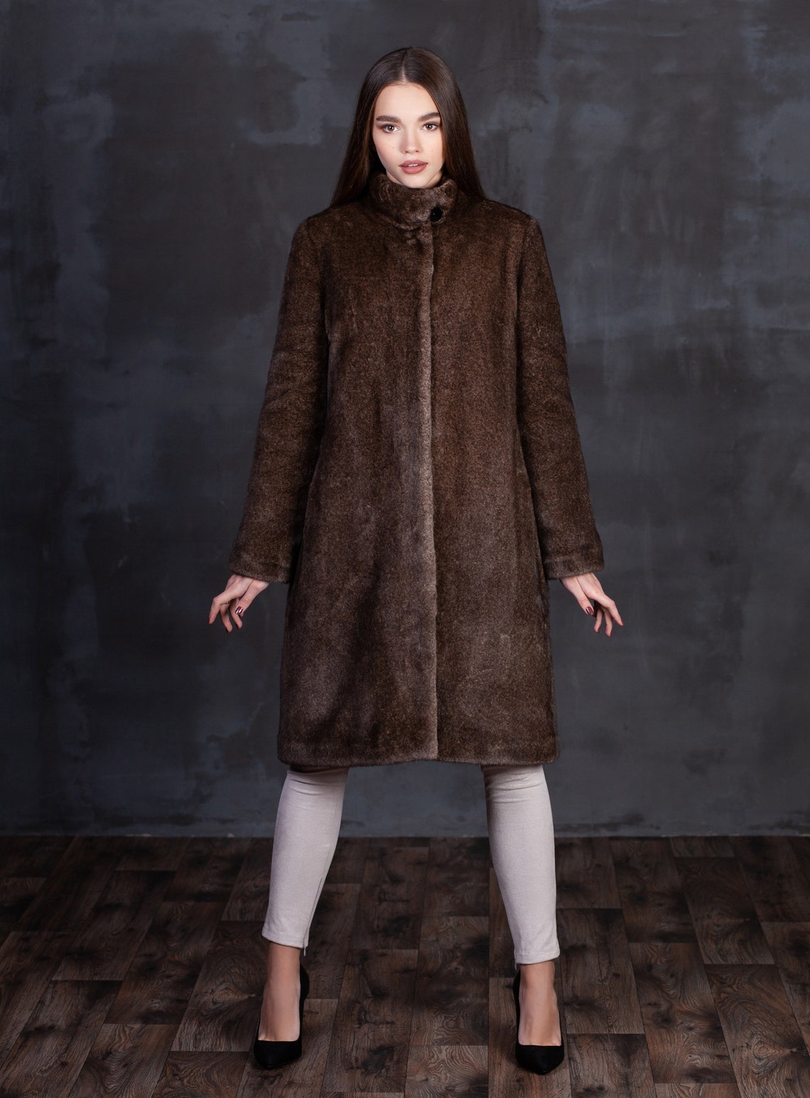 Faux Fur Coat. Brown Fur Coat. Brown Women Coats. Dark Mink - Etsy