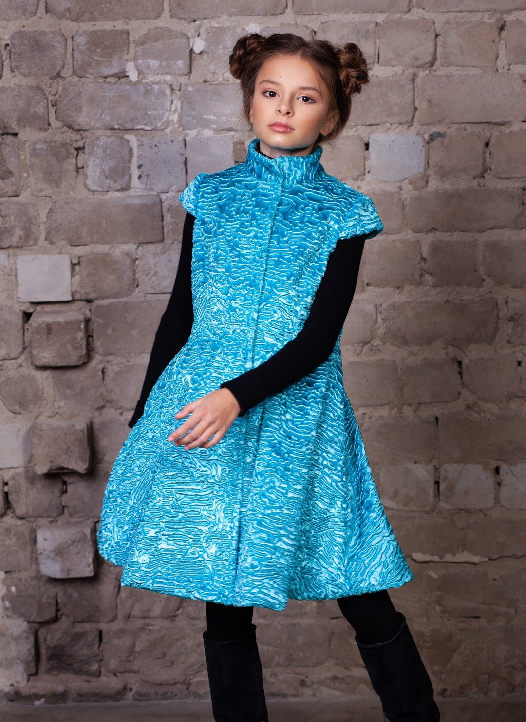 Frozen Style Vest. Teen Sleeveless Coat. Blue Kids Vest. Princess Style ...