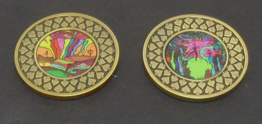 New 2 Disc Golf Art Coins. 2.5 Inches. - Etsy